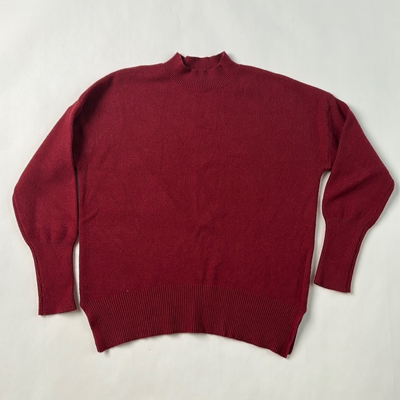 Sweaters | Red Oversized Sweater Mock Neck Side Split | Poshmark